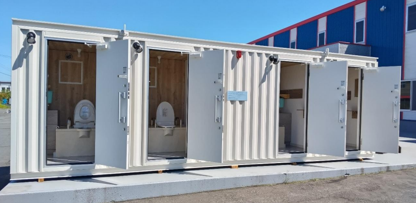 Temporary public toilet "Bio-Lux" [Stocking up while using] 正和電工 | IPROS